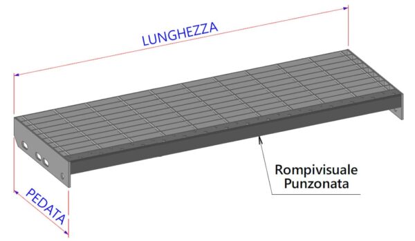 Gradini in grigliato zincati 25x76 da 600-700-800-900-1000
